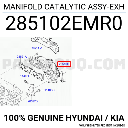 MANIFOLD CATALYTIC ASSY-EXH 285102EMR0 | Hyundai / KIA Parts | PartSouq