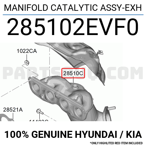 MANIFOLD CATALYTIC ASSY-EXH 285102EVF0 | Hyundai / KIA Parts | PartSouq