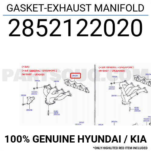 GASKET-EXHAUST MANIFOLD 2852122020 | Hyundai / KIA Parts | PartSouq