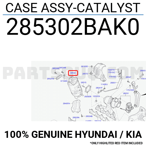 CASE ASSY-CATALYST 285302BAK0 | Hyundai / KIA Parts | PartSouq