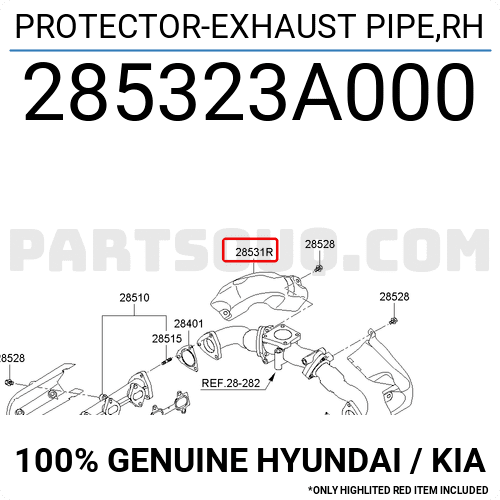 PROTECTOR-EXHAUST PIPE,RH 285323A000 | Hyundai / KIA Parts | PartSouq