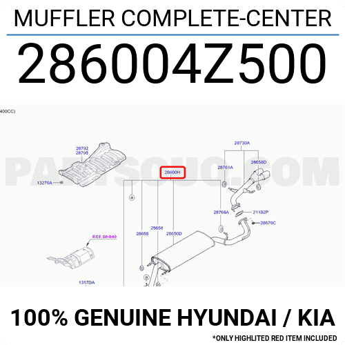 MUFFLER COMPLETE-CENTER 286004Z500 | Hyundai / KIA Parts | PartSouq