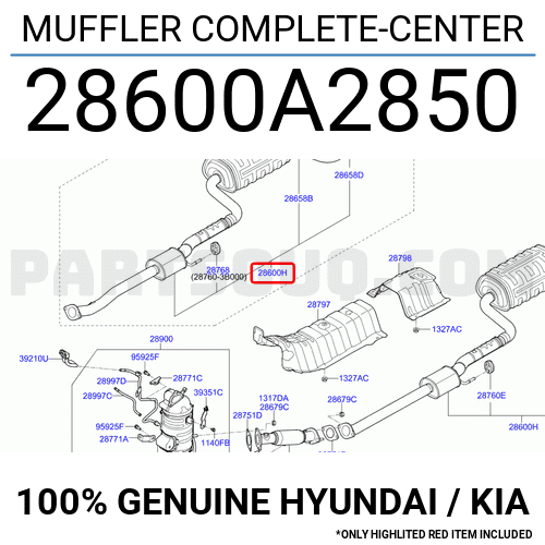 MUFFLER COMPLETE-CENTER 28600A2850 | Hyundai / KIA Parts | PartSouq