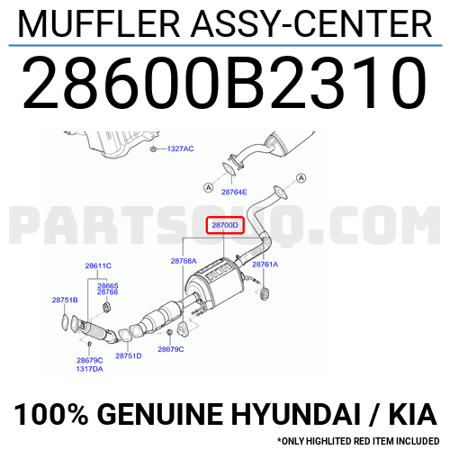 MUFFLER ASSY-CENTER 28600B2310 | Hyundai / KIA Parts | PartSouq