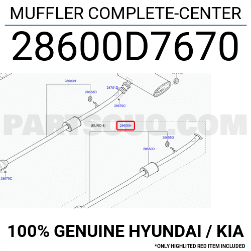 MUFFLER COMPLETE-CENTER 28600D7670 | Hyundai / KIA Parts | PartSouq