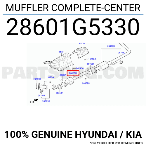 MUFFLER COMPLETE-CENTER 28601G5330 | Hyundai / KIA Parts | PartSouq
