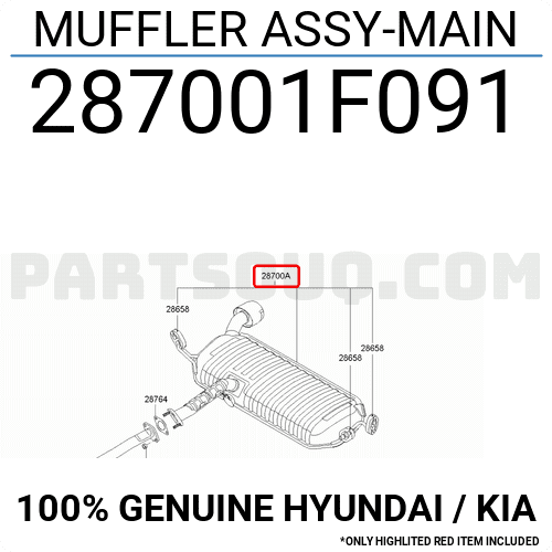 MUFFLER ASSY-MAIN 287001F091 | Hyundai / KIA Parts | PartSouq