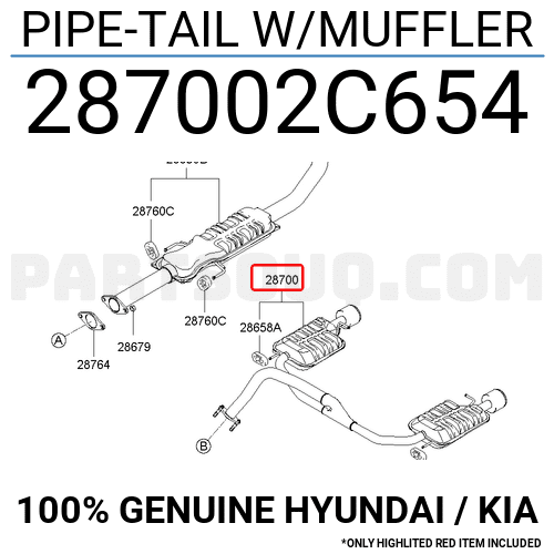PIPE-TAIL W/MUFFLER 287002C654 | Hyundai / KIA Parts | PartSouq