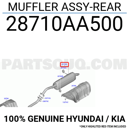 MUFFLER ASSY-REAR 28710AA500 | Hyundai / KIA Parts | PartSouq