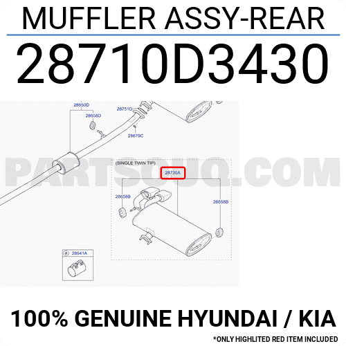 MUFFLER ASSY-REAR 28710D3430 | Hyundai / KIA Parts | PartSouq