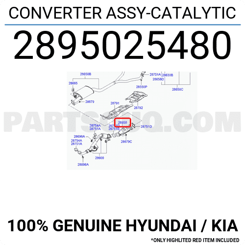 CONVERTER ASSY-CATALYTIC 2895025480 | Hyundai / KIA Parts | PartSouq