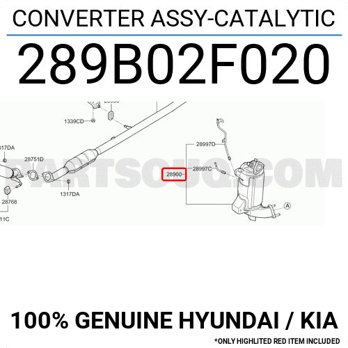 CONVERTER ASSY-CATALYTIC 289B02F020 | Hyundai / KIA Parts | PartSouq