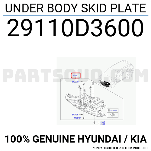 UNDER BODY SKID PLATE 29110D3600 | Hyundai / KIA Parts | PartSouq