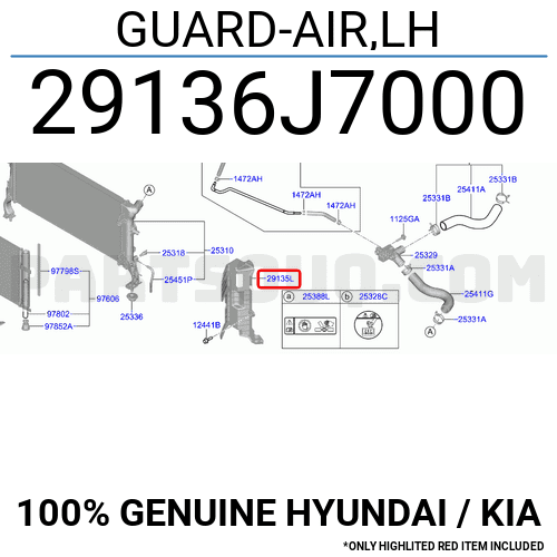 GUARD-AIR,LH 29136J7000 | Hyundai / KIA Parts | PartSouq