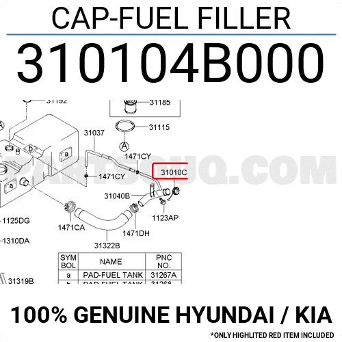 CAP-FUEL FILLER 310104B000 | Hyundai / KIA Parts | PartSouq