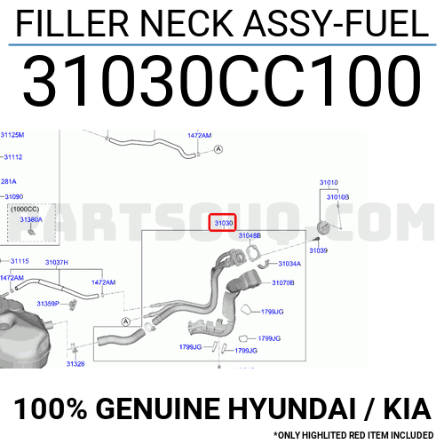 FILLER NECK ASSY-FUEL 31030CC100 | Hyundai / KIA Parts | PartSouq
