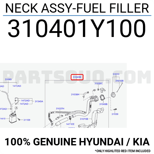 NECK ASSY-FUEL FILLER 310401Y100 | Hyundai / KIA Parts | PartSouq
