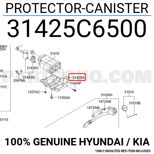 PROTECTOR-CANISTER 31425C6500 | Hyundai / KIA Parts | PartSouq