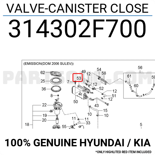 VALVE-CANISTER CLOSE 314302F700 | Hyundai / KIA Parts | PartSouq