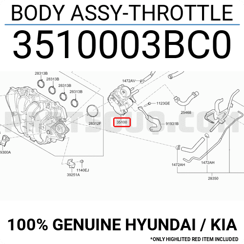 BODY ASSY-THROTTLE 3510003BC0 | Hyundai / KIA Parts | PartSouq
