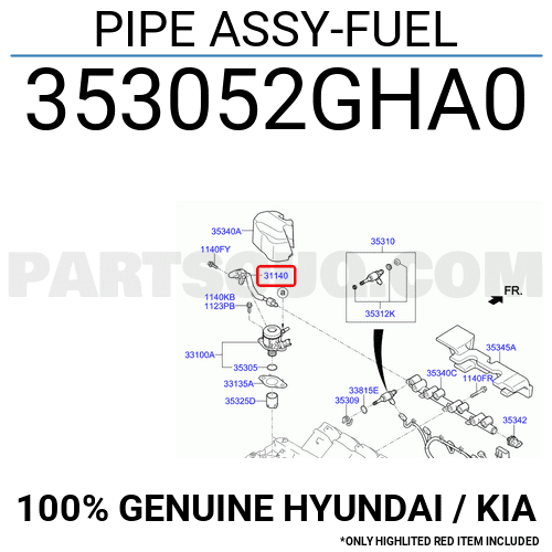 PIPE ASSY-FUEL 353052GHA0 | Hyundai / KIA Parts | PartSouq