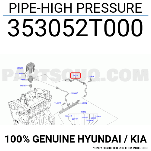 PIPE-HIGH PRESSURE 353052T000 | Hyundai / KIA Parts | PartSouq