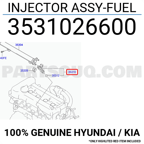 INJECTOR ASSY-FUEL 3531026600 | Hyundai / KIA Parts | PartSouq
