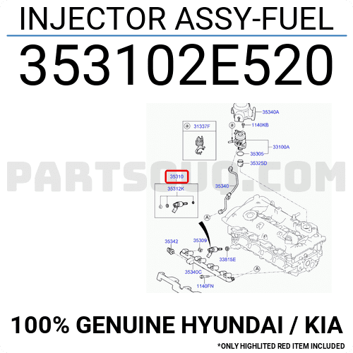 INJECTOR ASSY-FUEL 353102E520 | Hyundai / KIA Parts | PartSouq