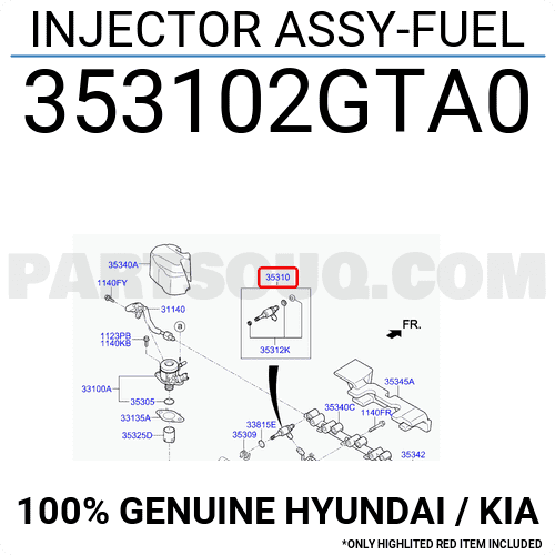 INJECTOR ASSY-FUEL 353102GTA0 | Hyundai / KIA Parts | PartSouq