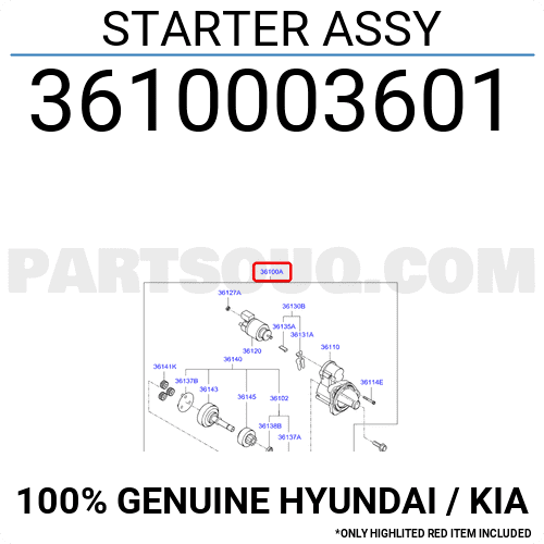 STARTER ASSY 3610003601 | Hyundai / KIA Parts | PartSouq