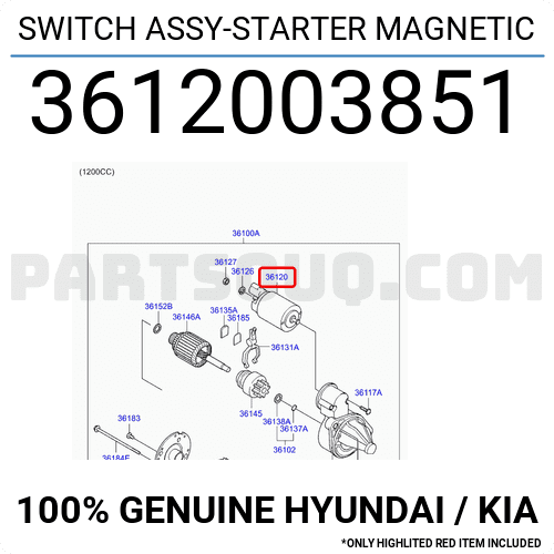 SWITCH ASSY-STARTER MAGNETIC 3612003851 | Hyundai / KIA Parts | PartSouq