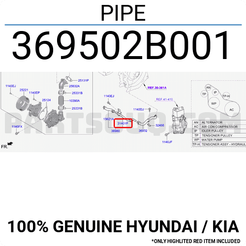 PIPE 369502B001 | Hyundai / KIA Parts | PartSouq