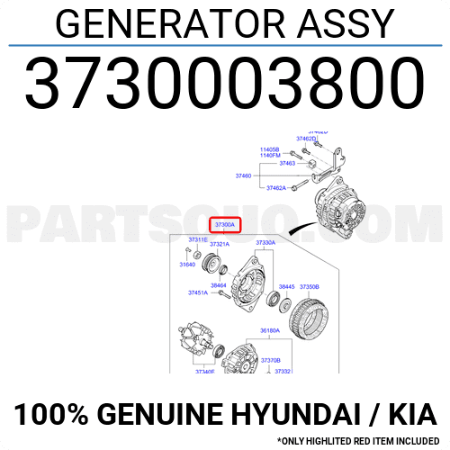 GENERATOR ASSY 3730003800 | Hyundai / KIA Parts | PartSouq
