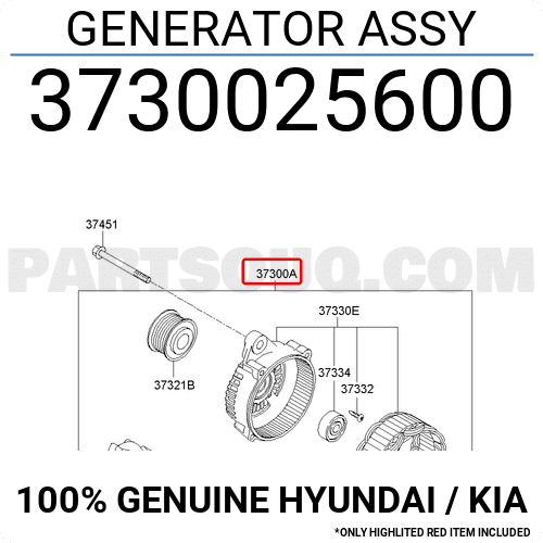 GENERATOR ASSY 3730025600 | Hyundai / KIA Parts | PartSouq