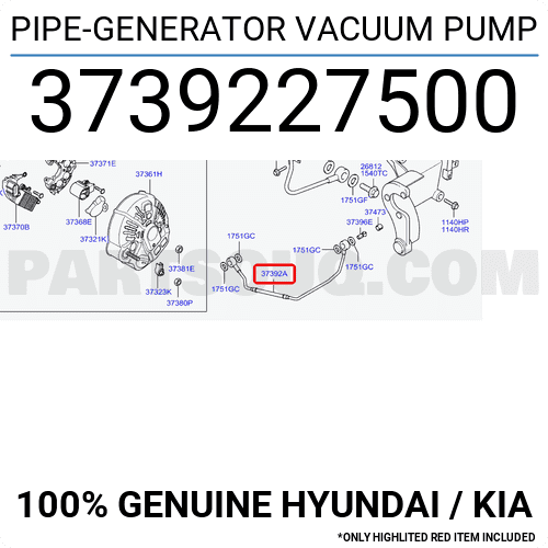 PIPE-GENERATOR VACUUM PUMP 3739227500 | Hyundai / KIA Parts | PartSouq