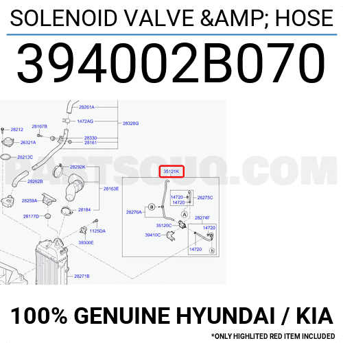 SOLENOID VALVE & HOSE 394002B070 | Hyundai / KIA Parts | PartSouq