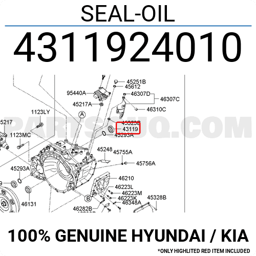 SEAL-OIL 4311924010 | Hyundai / KIA Parts | PartSouq