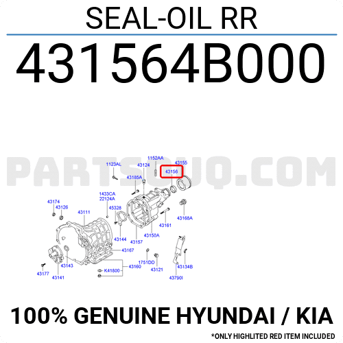 SEAL-OIL RR 431564B000 | Hyundai / KIA Parts | PartSouq