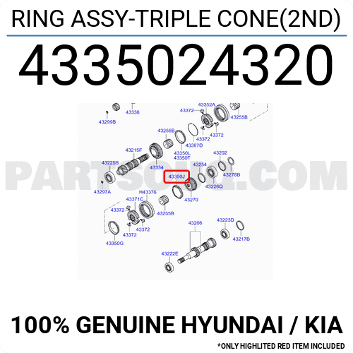 RING ASSY-TRIPLE CONE(2ND) 4335024320 | Hyundai / KIA Parts | PartSouq