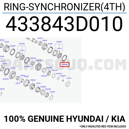 RING-SYNCHRONIZER(4TH) 433843D010 | Hyundai / KIA Parts | PartSouq