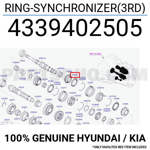 RING-SYNCHRONIZER(3RD) 4339402505 | Hyundai / KIA Parts | PartSouq