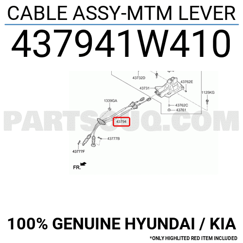 CABLE ASSY-MTM LEVER 437941W410 | Hyundai / KIA Parts | PartSouq