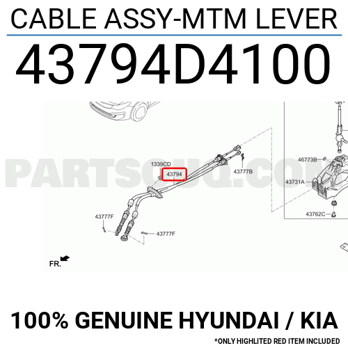 CABLE ASSY-MTM LEVER 43794D4100 | Hyundai / KIA Parts | PartSouq