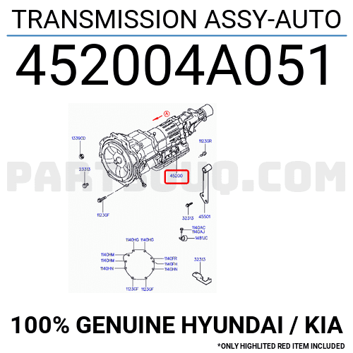 TRANSMISSION ASSY-AUTO 452004A051 | Hyundai / KIA Parts | PartSouq