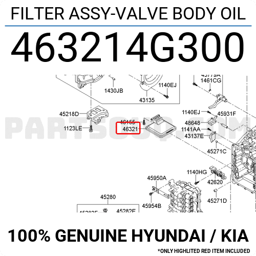 FILTER ASSY-VALVE BODY OIL 463214G300 | Hyundai / KIA Parts | PartSouq