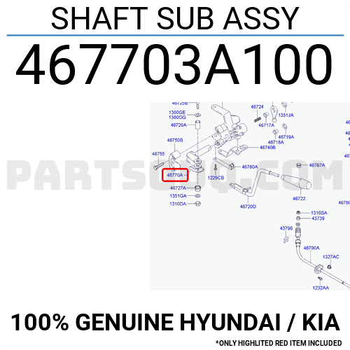 SHAFT SUB ASSY 467703A100 | Hyundai / KIA Parts | PartSouq