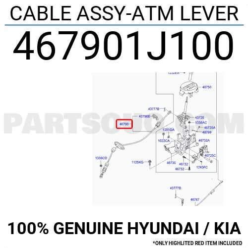 CABLE ASSY-ATM LEVER 467901J100 | Hyundai / KIA Parts | PartSouq