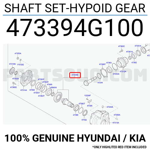 SHAFT SET-HYPOID GEAR 473394G100 | Hyundai / KIA Parts | PartSouq