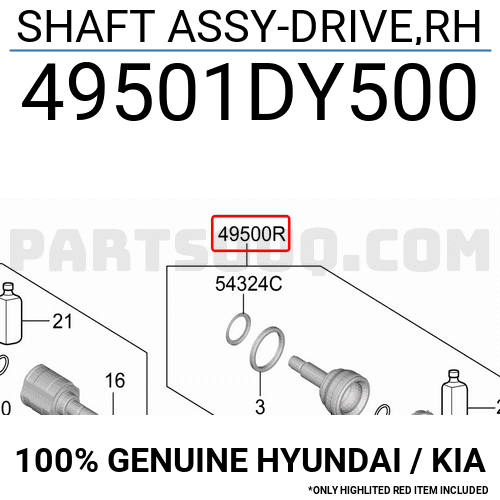 SHAFT ASSY-DRIVE,RH 49501DY500 | Hyundai / KIA Parts | PartSouq