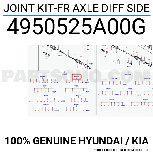 JOINT KIT-FR AXLE DIFF SIDE 4950525A00G | Hyundai / KIA Parts | PartSouq